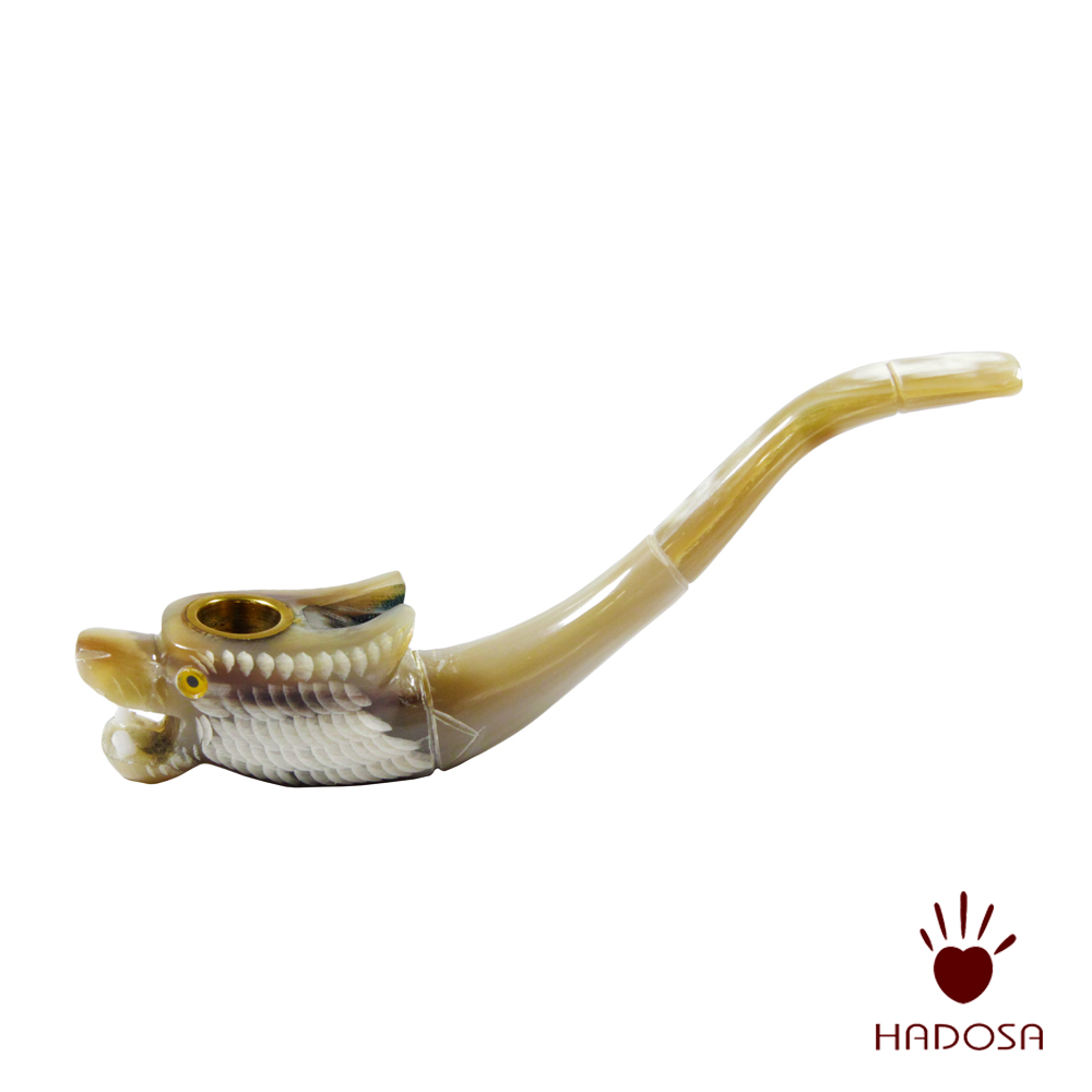 Tẩu thuốc sừng trắng đầu rồng lớn dài 16cm